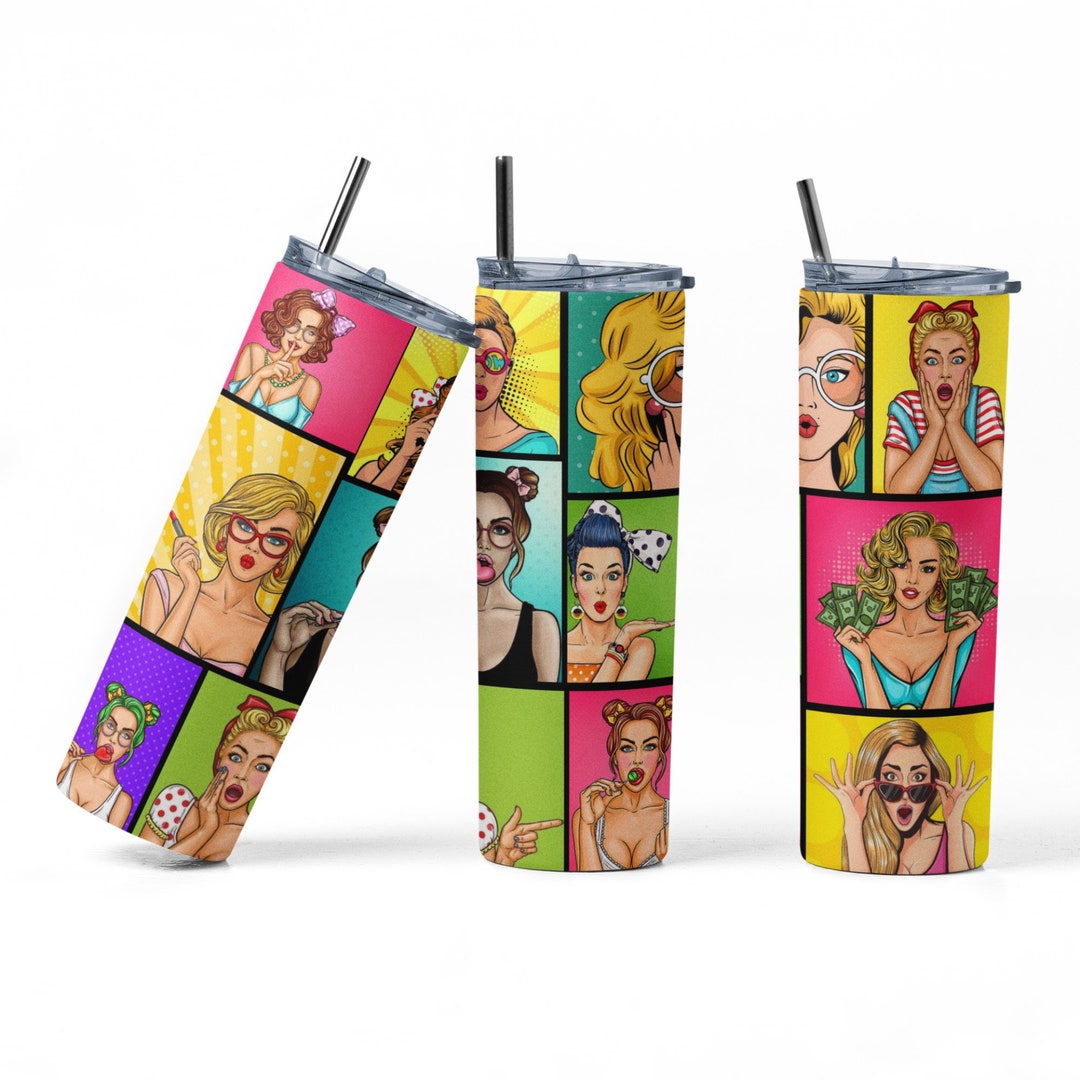 Pop Art Girls Tumbler Wrap, PNG Sublimation Designs Download - Skinny ...
