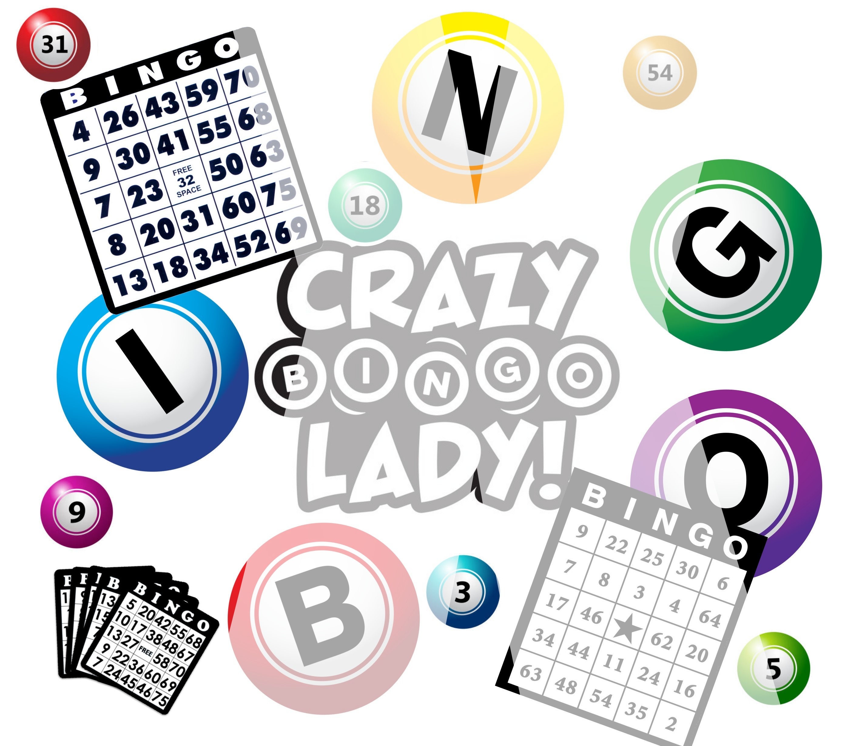 Crazy Bingo Lady Tumbler Wrap, PNG Sublimation Designs Download ...