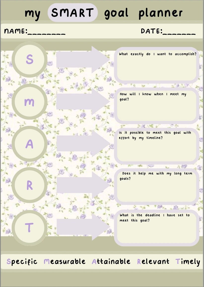 Academic SMART Goal Planner/setter - Etsy