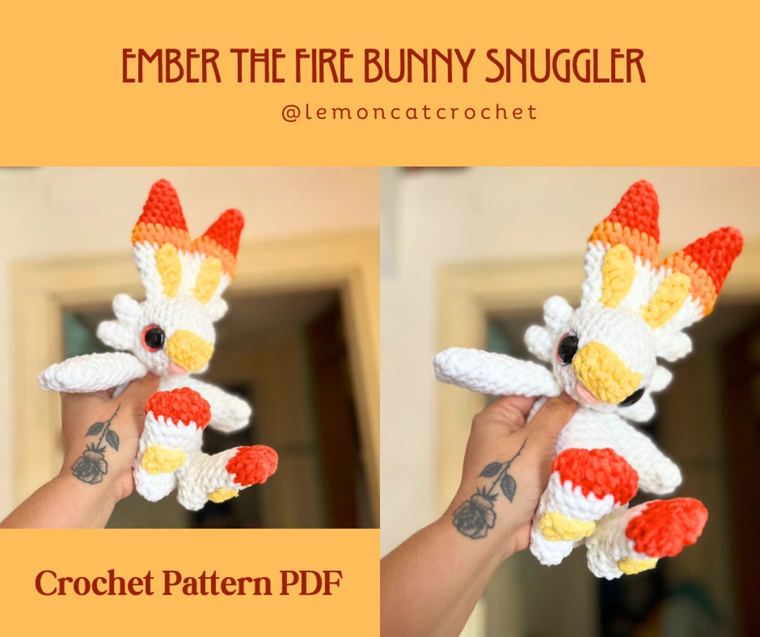 Ember the Fire Bunny Snuggler/lovey Amigurumi Crochet Pattern - Etsy
