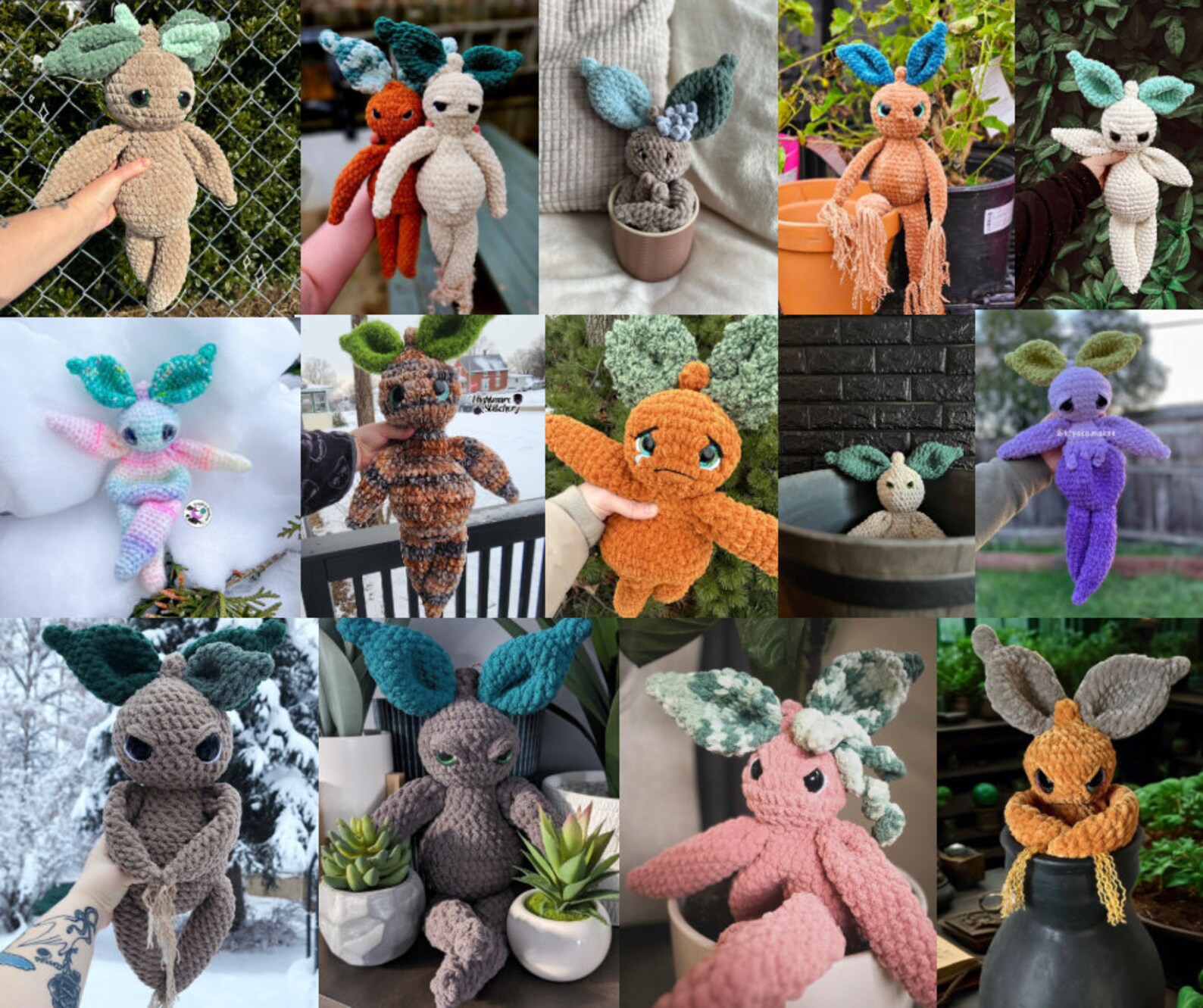 2-1 Imogen the Beet and Sage the Mandrake Snuggler Pattern Bundle - Etsy