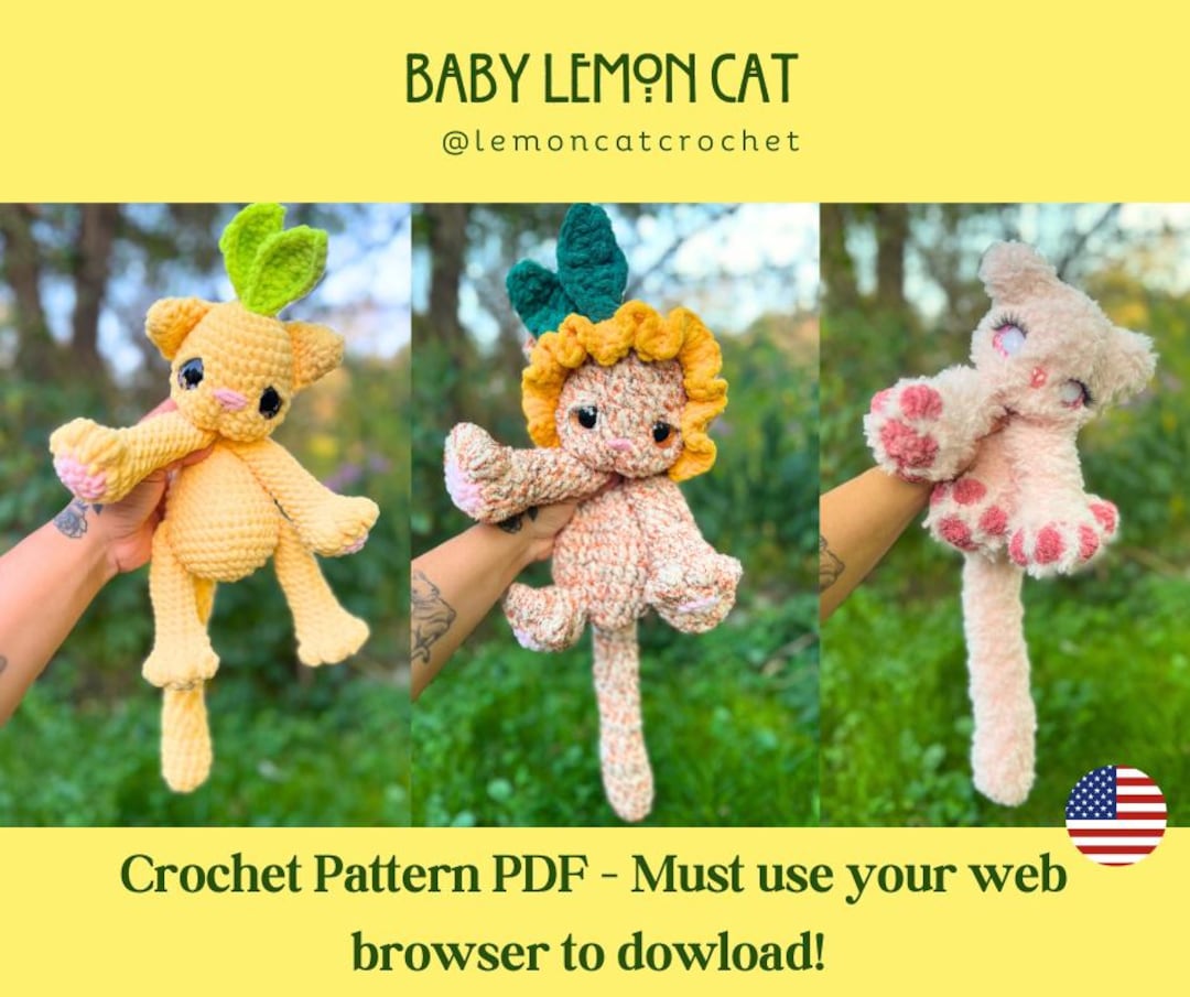 Baby Lemon Cat Plushie/snuggler Amigurumi Crochet Pattern - Etsy