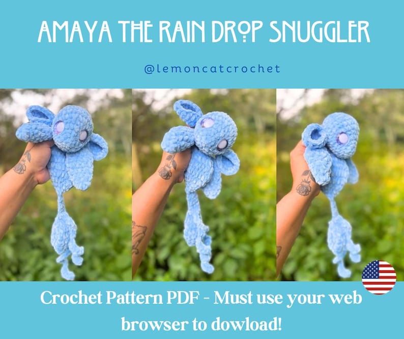 Amaya the Rain Drop Snuggler/lovey Amigurumi Crochet Pattern - Etsy