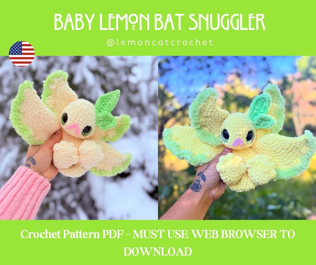 Baby Lemon Bat Snuggler Amigurumi Crochet Pattern PDF - Etsy