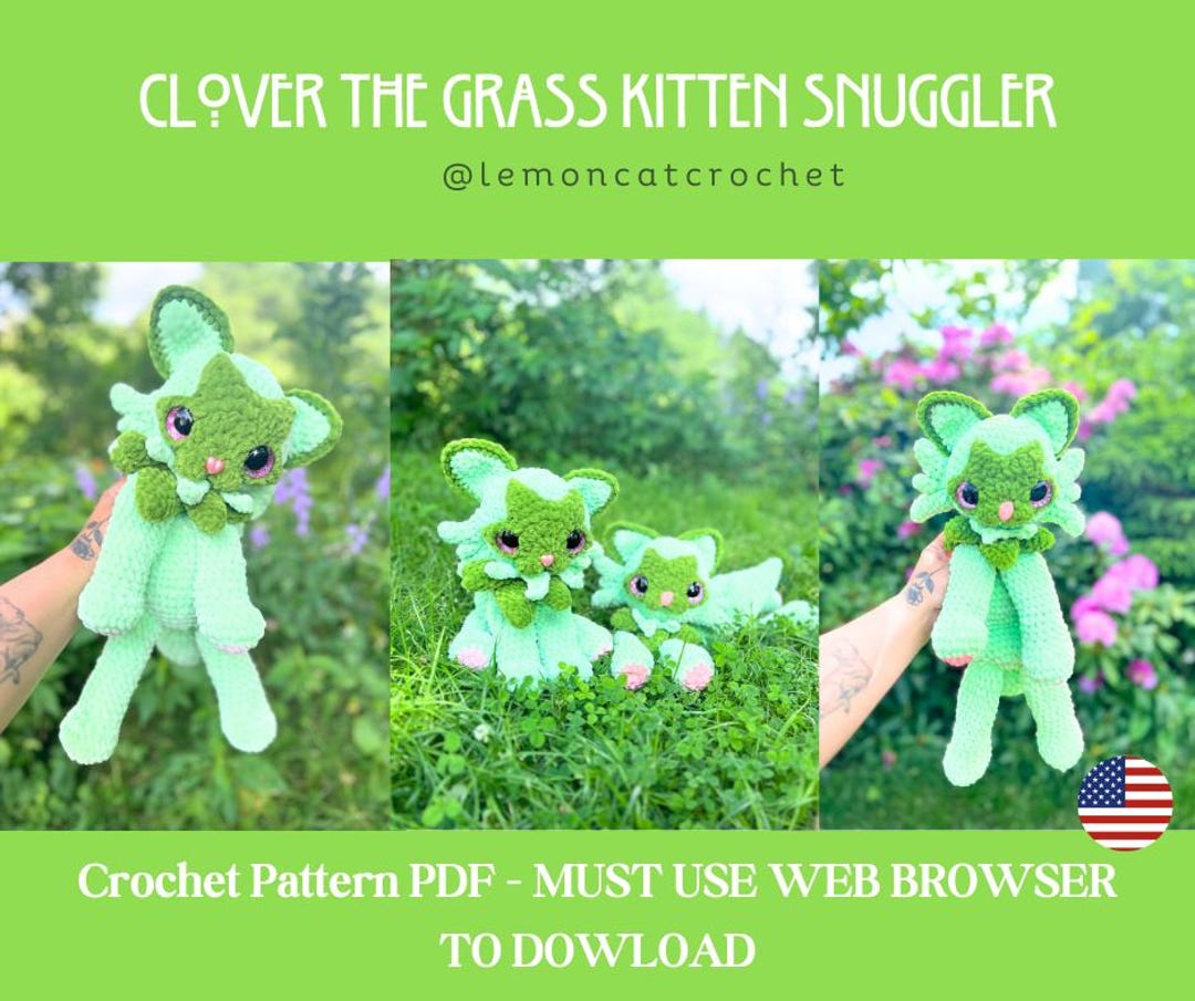 Clover the Grass Kitten Snuggler/lovey Amigurumi Crochet Pattern - Etsy