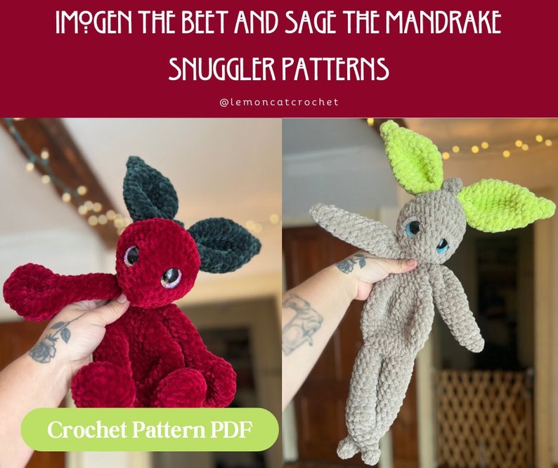 2-1 Imogen the Beet and Sage the Mandrake Snuggler Pattern Bundle - Etsy