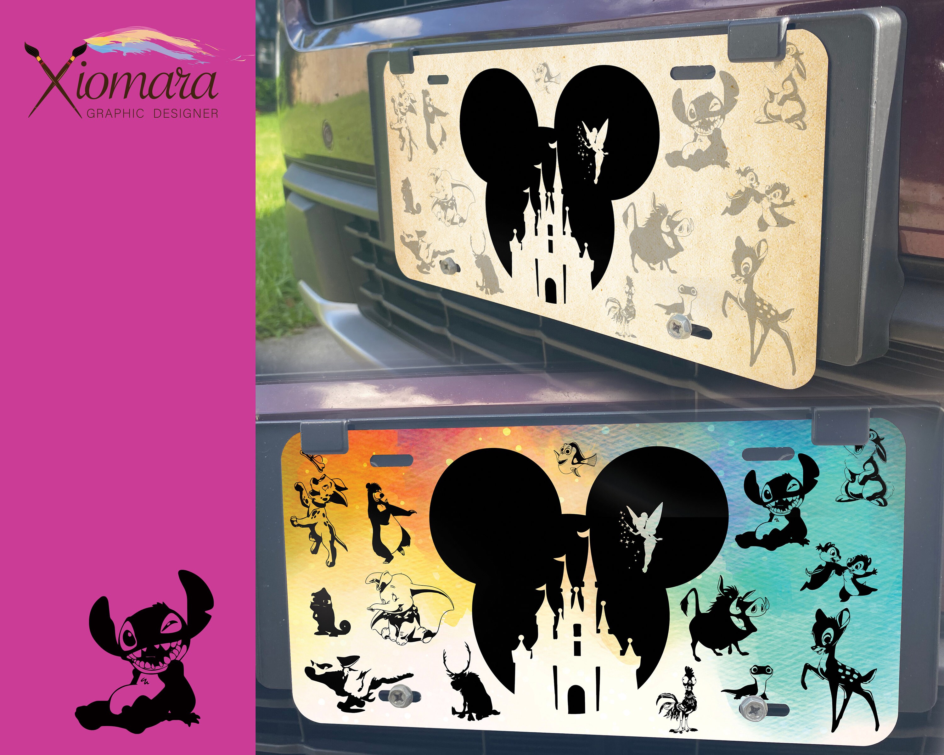 Disney License Plate Mickey Ears Disney Animals Colorful - Etsy