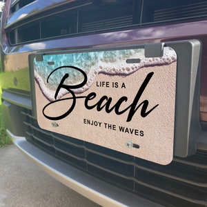 Beach Life Gloss Aluminum License Plate, Summer Car Decor - Etsy