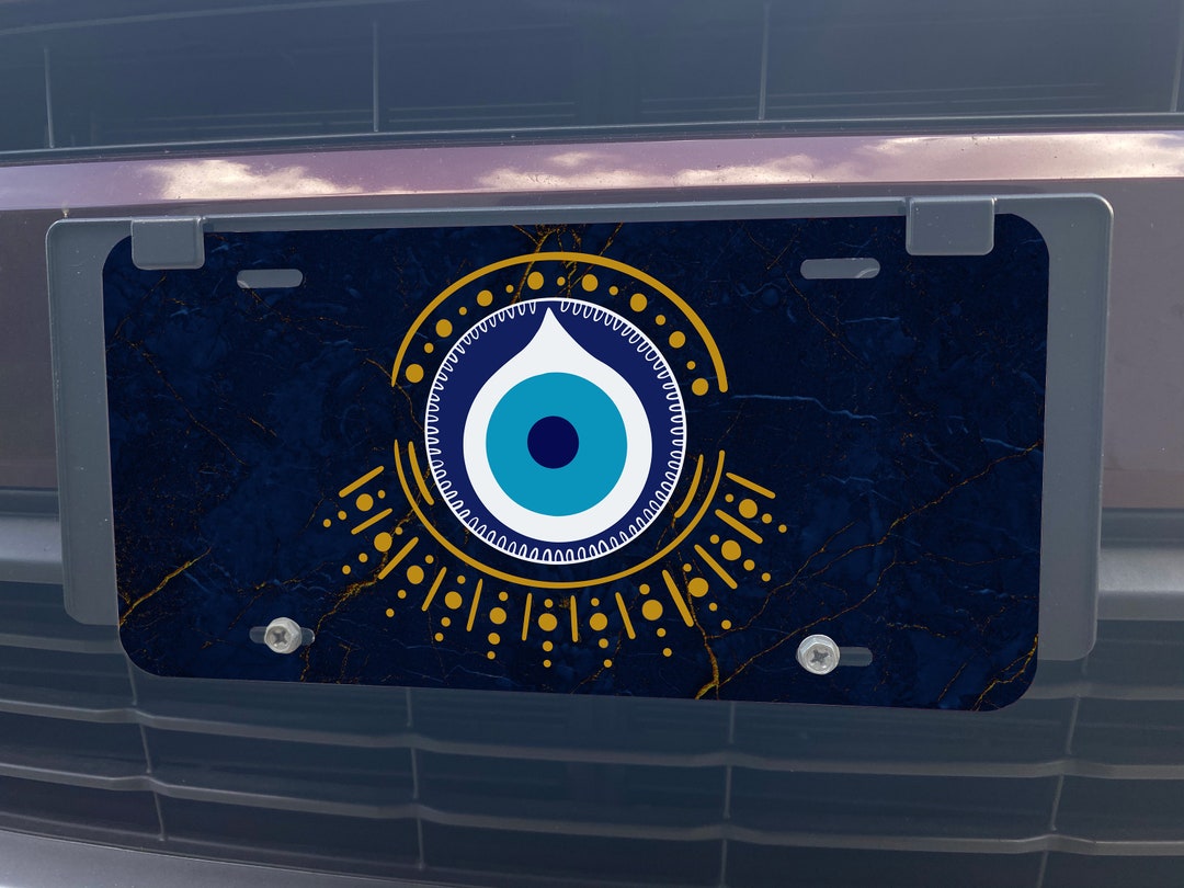 Nazar Evil Eye License Plate: Blue Marble Car Tag - Etsy