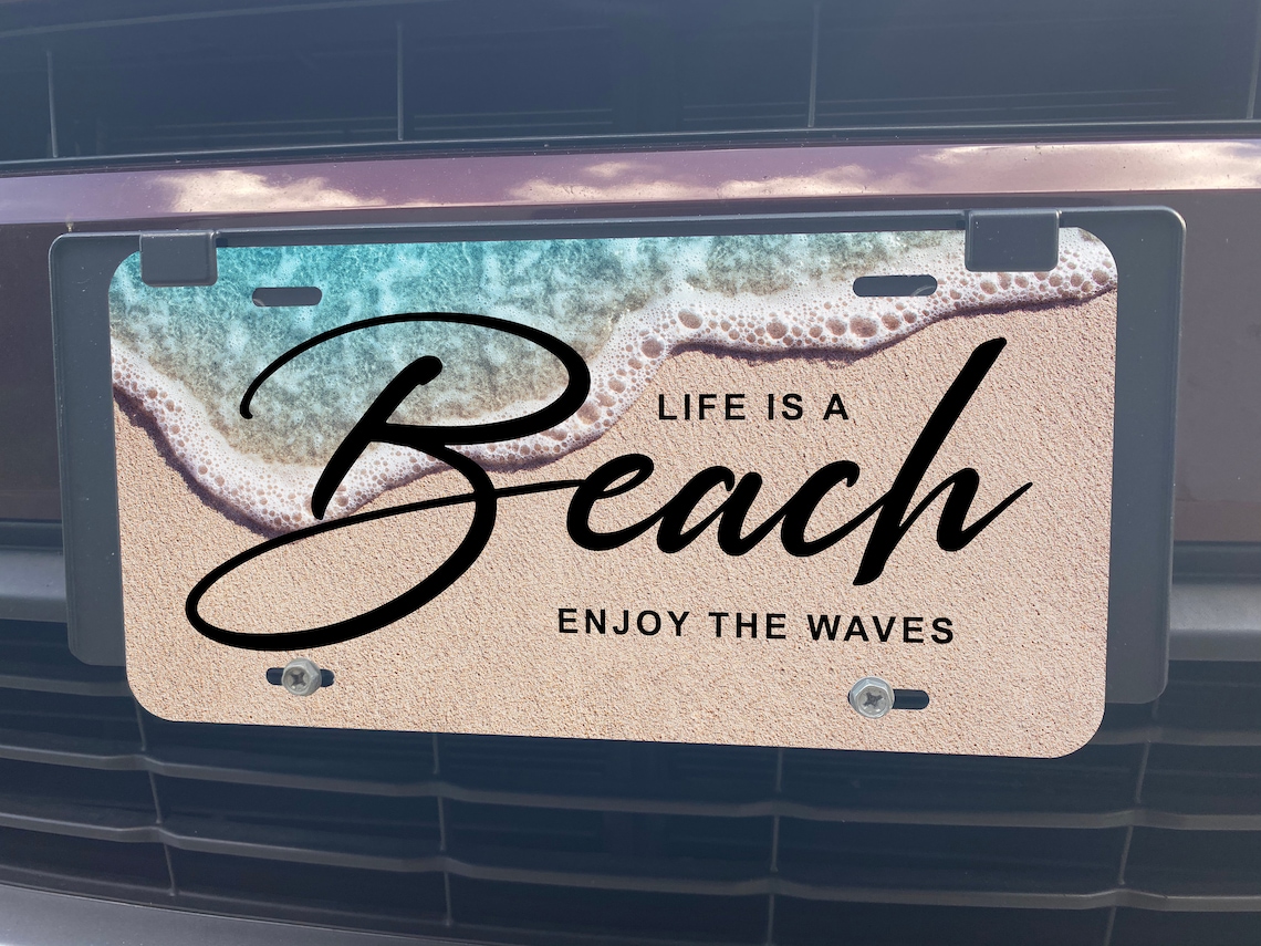 Beach Life Gloss Aluminum License Plate, Summer Car Decor - Etsy