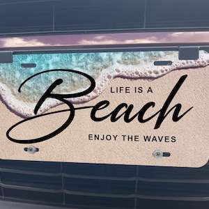 Beach Life Gloss Aluminum License Plate, Summer Car Decor - Etsy