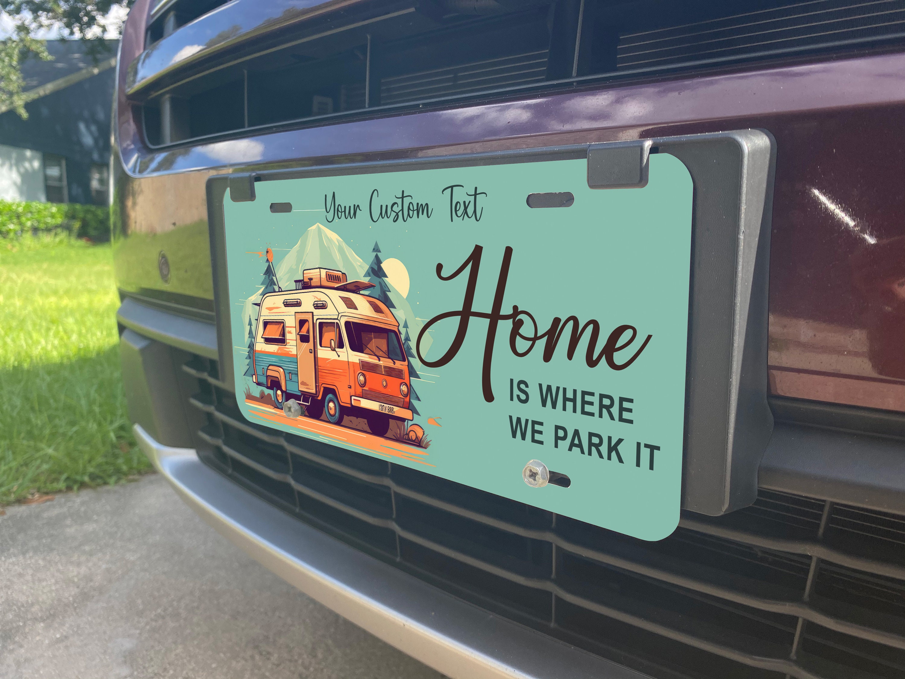RV, Camper, Home is Where We Park It, Personalized Car Tag, Front Tag ...