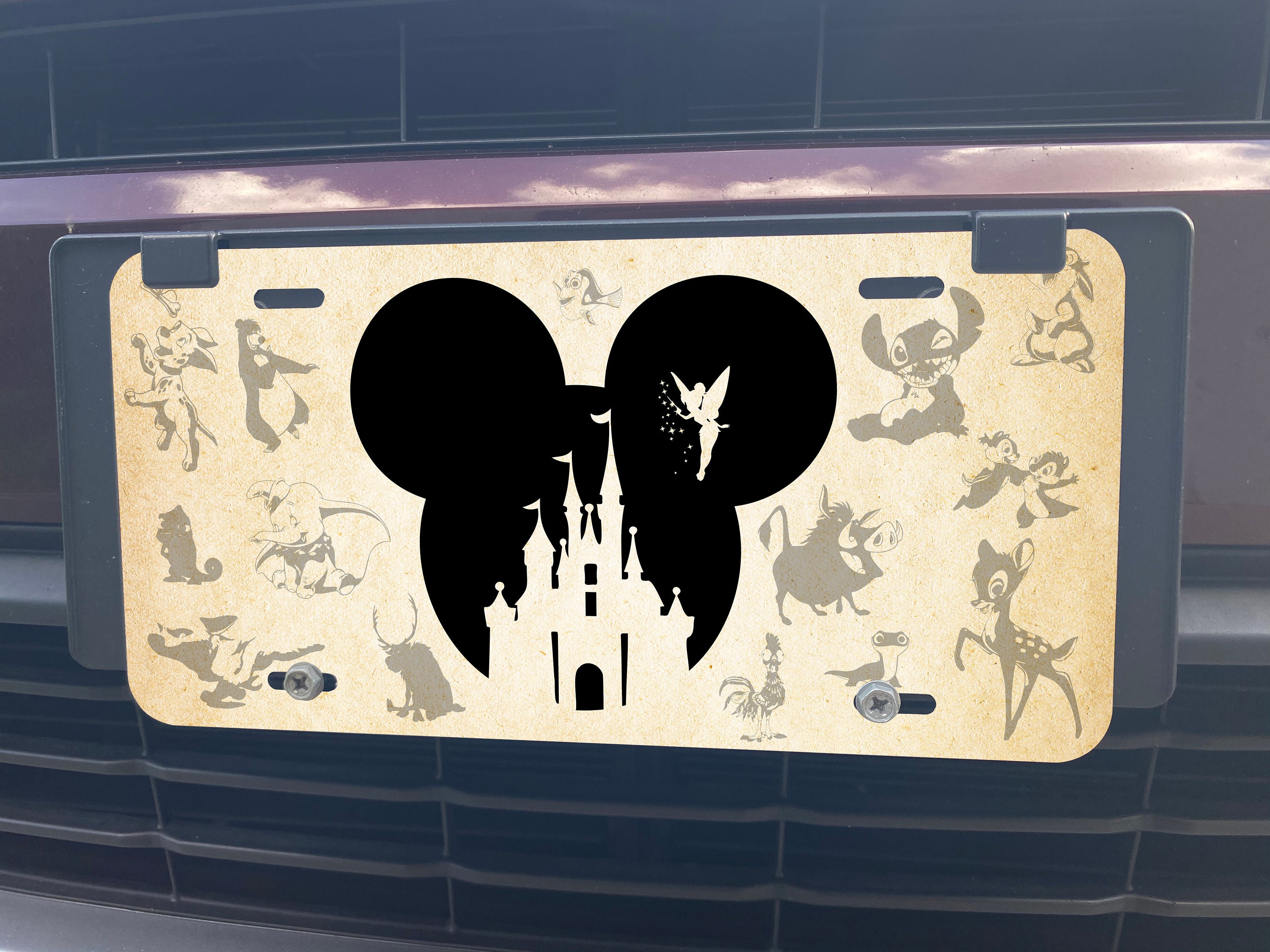 Disney License Plate Mickey Ears Disney Animals Colorful - Etsy