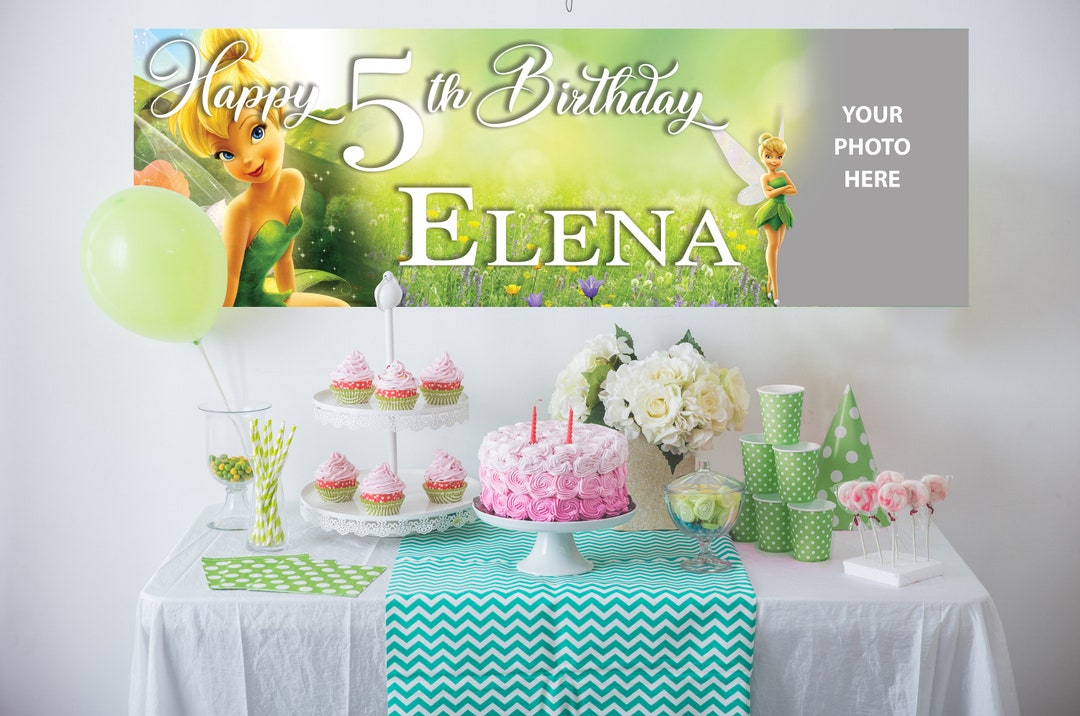 Tinker Bell Personalized Birthday Banner Backdrop for Disney Birthday ...