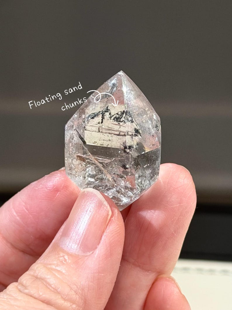 Light Smokey Tone Enhydro Quartz, Large Chamber Floating Sand & Inner ...