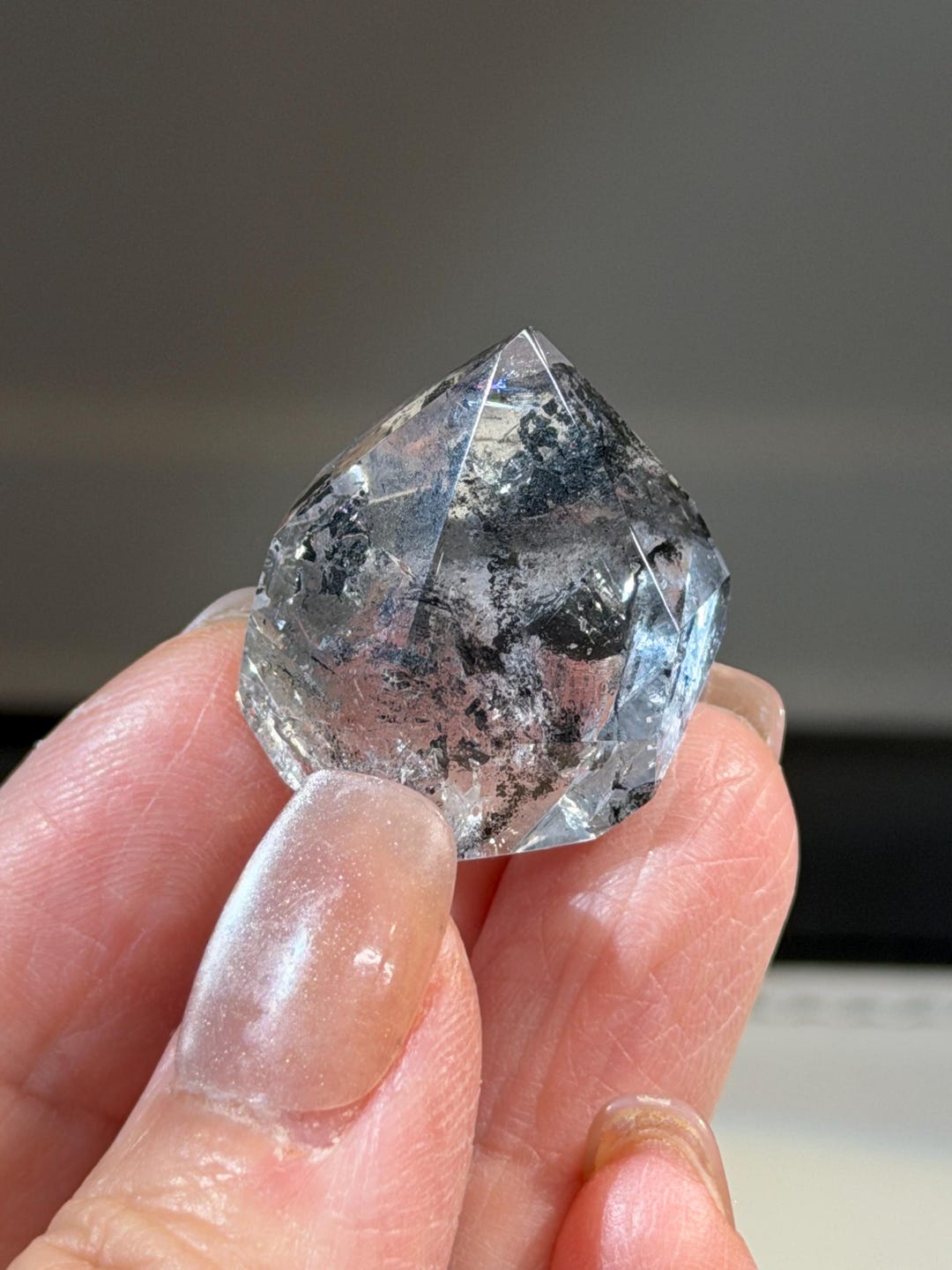Rare Enhydro Quartz With Huge Moving Sand Covered Bubble, Rainbow ...