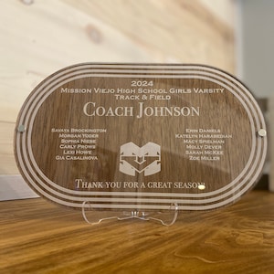 Personalized Wood Acrylic Track Coach Plaque, Gift for Track Coach, End ...