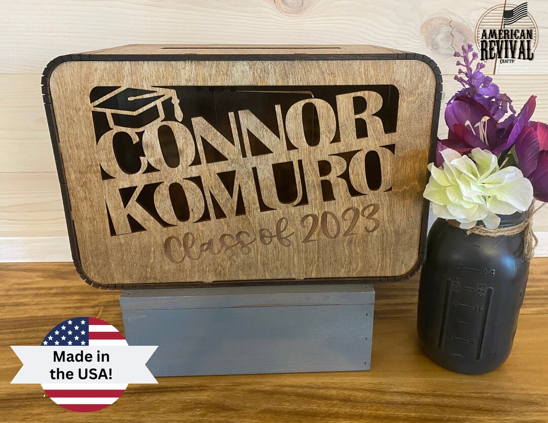 Custom Graduation Wood Card Box With Graduation Cap, Grad Party ...