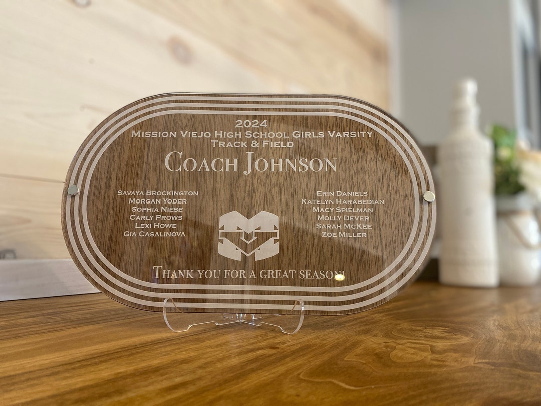Personalized Wood Acrylic Track Coach Plaque, Gift for Track Coach, End ...