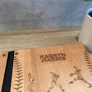 Personalized Softball Wood Scrapbook Photo Album, Baseball Gift, Memory ...