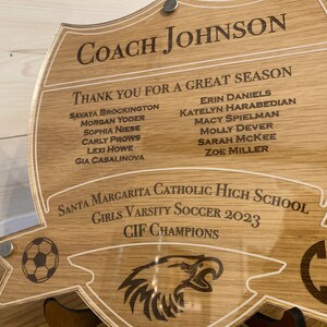 Custom Acrylic and Wood Soccer Coach Plaque With Coach and Players ...