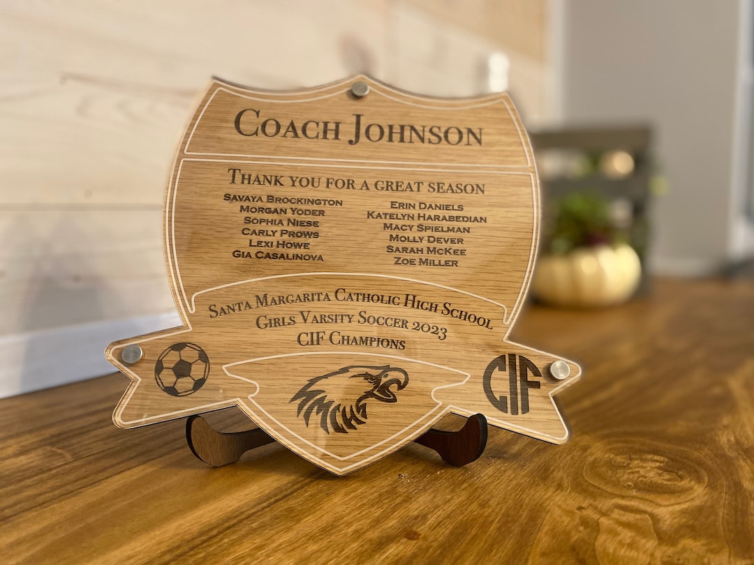 Custom Acrylic and Wood Soccer Coach Plaque With Coach and Players ...