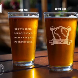 Personalized Baseball/softball Coach Pint Glass End of Season Gift - Etsy