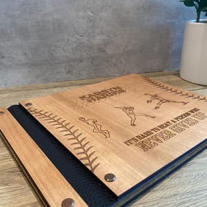 Personalized Softball Wood Scrapbook Photo Album, Baseball Gift, Memory ...