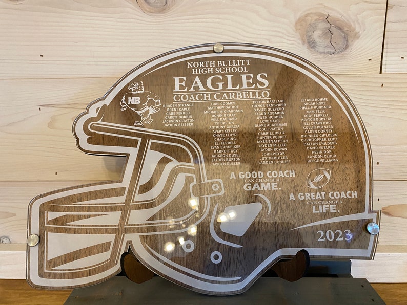 Custom Football Coach Wood & Acrylic Plaque With Coach and Players ...