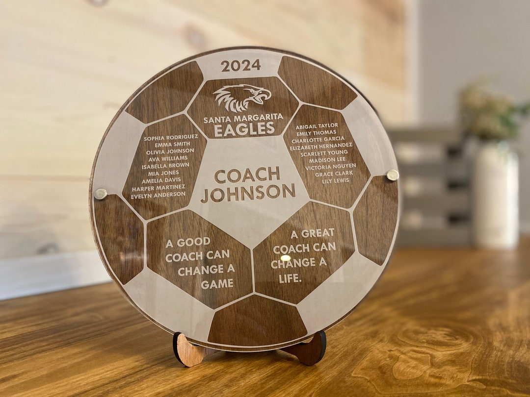 Personalized Wood Acrylic Soccer Coach Plaque, Gift for Soccer Coach ...