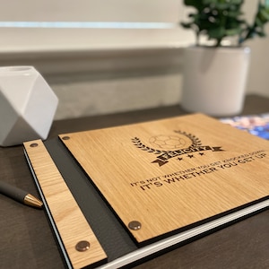 Personalized Wood Soccer Scrapbook Photo Album, Football Gift, Memory ...