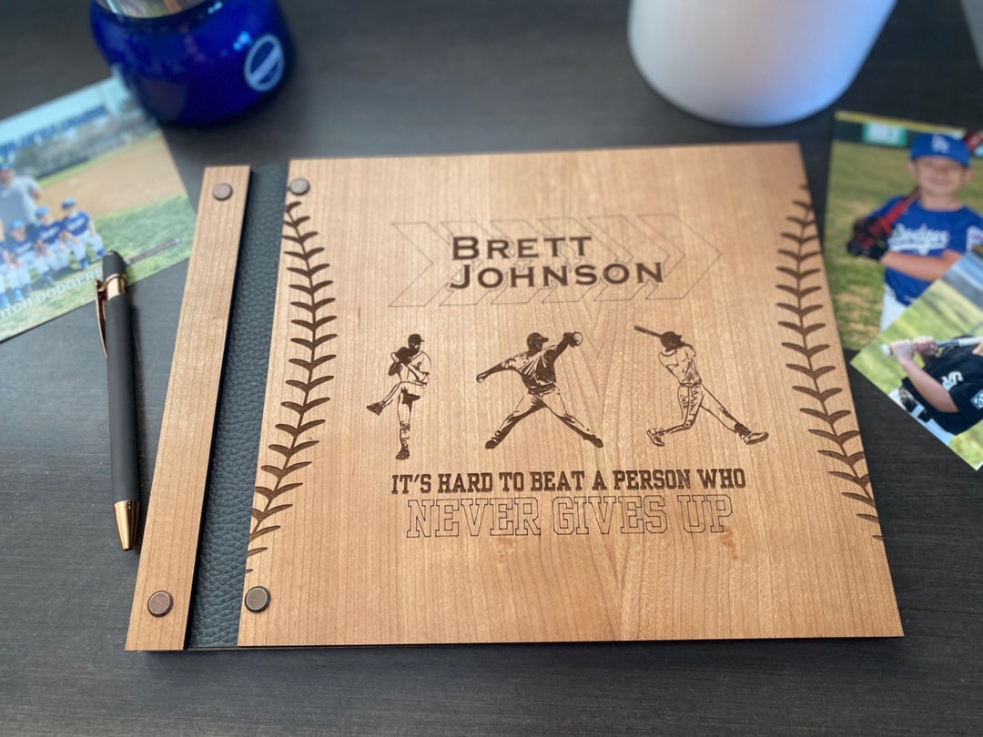 Personalized Baseball Wood Scrapbook Photo Album, Baseball Gift, Memory ...