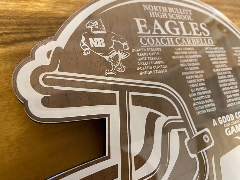 Custom Football Coach Wood & Acrylic Plaque With Coach and Players ...