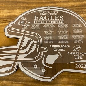 Custom Football Coach Wood & Acrylic Plaque With Coach and Players ...