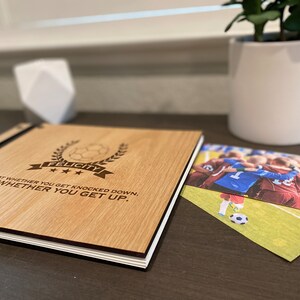 Personalized Wood Soccer Scrapbook Photo Album, Football Gift, Memory ...