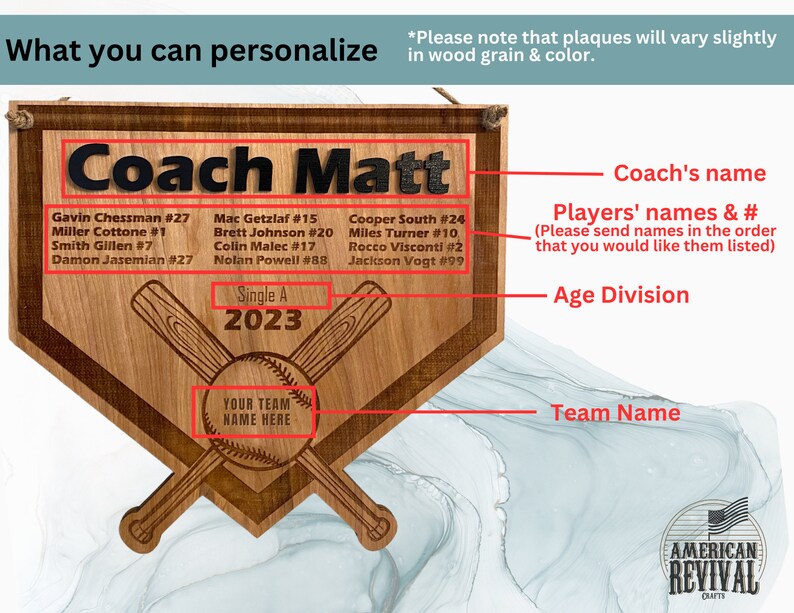 Custom Baseball Softball Coach Gift Plaque With Coach and - Etsy