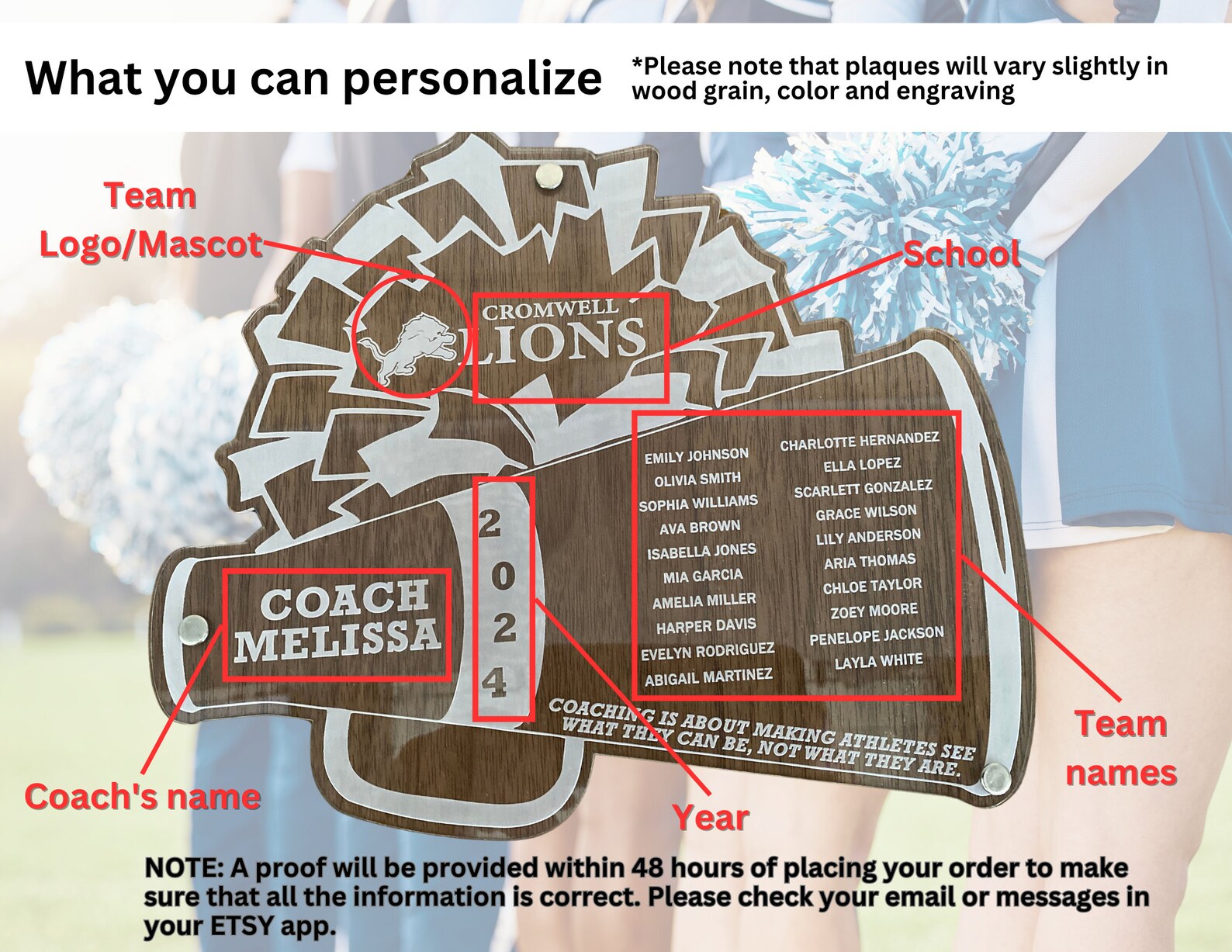 Personalized Wood Acrylic Cheer Coach Plaque, Gift for Coach, End of ...
