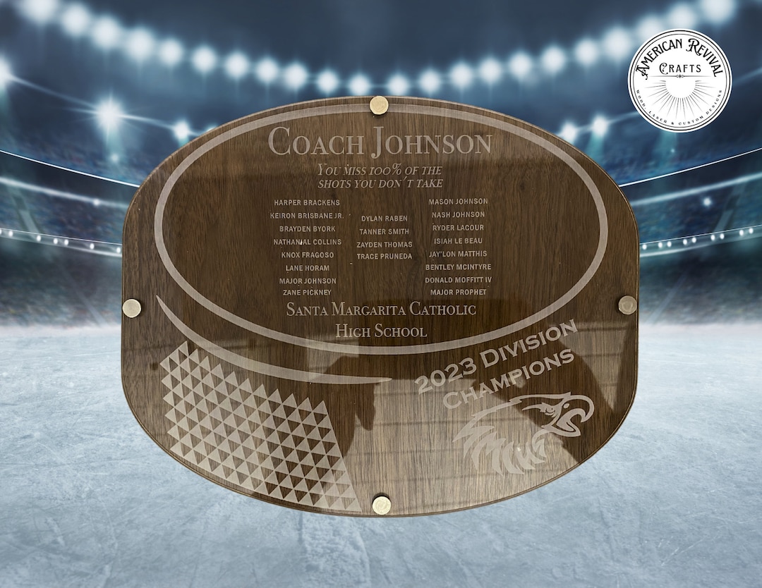 Custom Hockey Coach Wood & Acrylic Plaque With Coach and Team Names ...