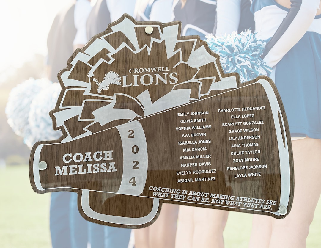 Personalized Wood Acrylic Cheer Coach Plaque, Gift for Coach, End of ...