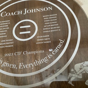 Custom Wrestling Coach Wood & Acrylic Plaque With Coach and Team Names ...