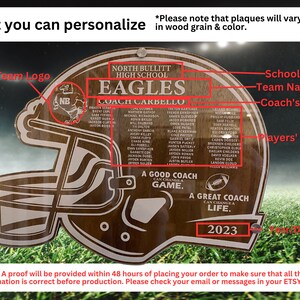 Custom Football Coach Wood & Acrylic Plaque With Coach and Players ...