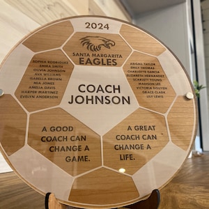 Personalized Wood Acrylic Soccer Coach Plaque, Gift for Soccer Coach ...