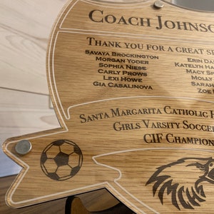 Custom Acrylic and Wood Soccer Coach Plaque With Coach and Players ...