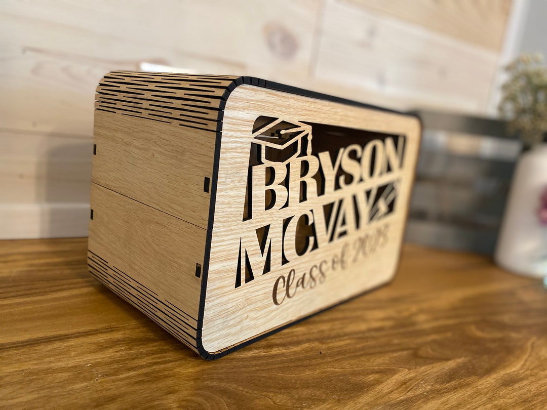 Custom Graduation Wood Card Box With Graduation Cap, Grad Party ...