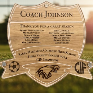 Custom Acrylic and Wood Soccer Coach Plaque With Coach and Players ...
