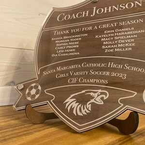 Custom Acrylic and Wood Soccer Coach Plaque With Coach and Players ...