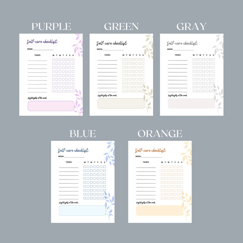 Self-care Checklist, Printable Digital Planner, Weekly Self Care To-do ...