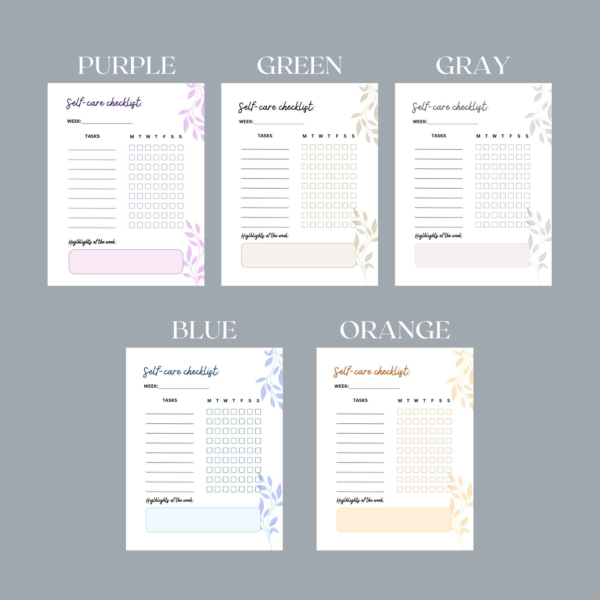 Self-care Checklist, Printable Digital Planner, Weekly Self Care To-do ...