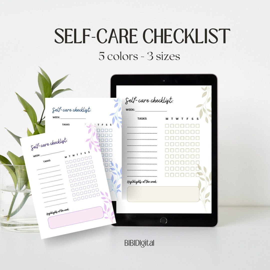 Self-care Checklist, Printable Digital Planner, Weekly Self Care To-do ...