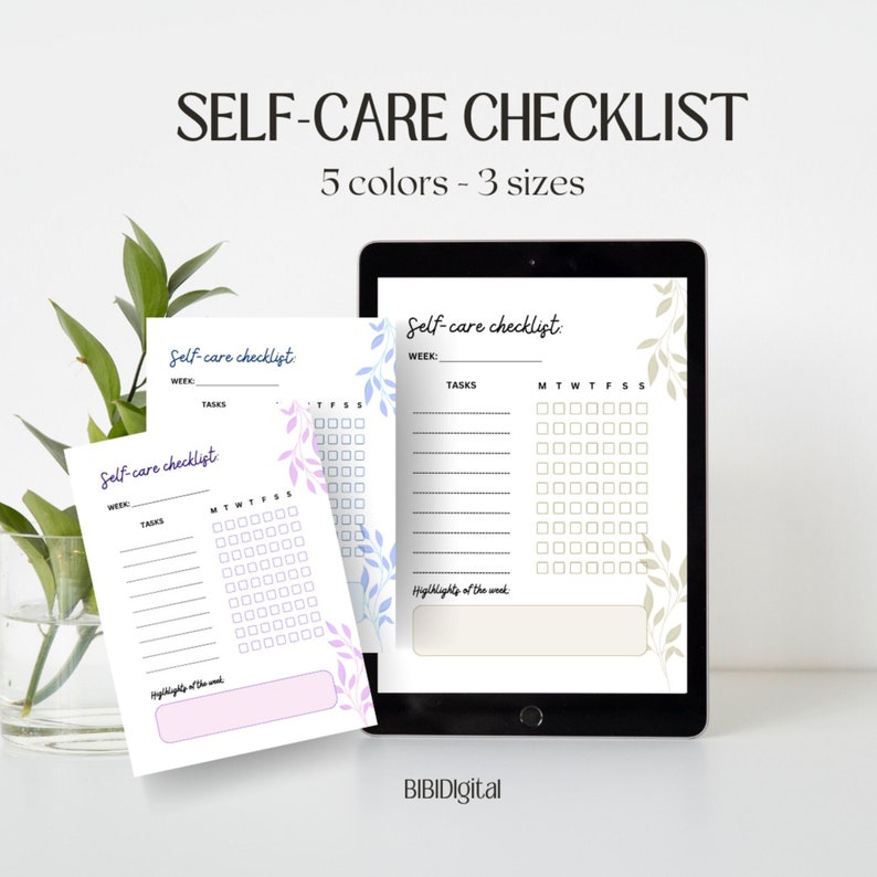 Self-care Checklist, Printable Digital Planner, Weekly Self Care To-do ...